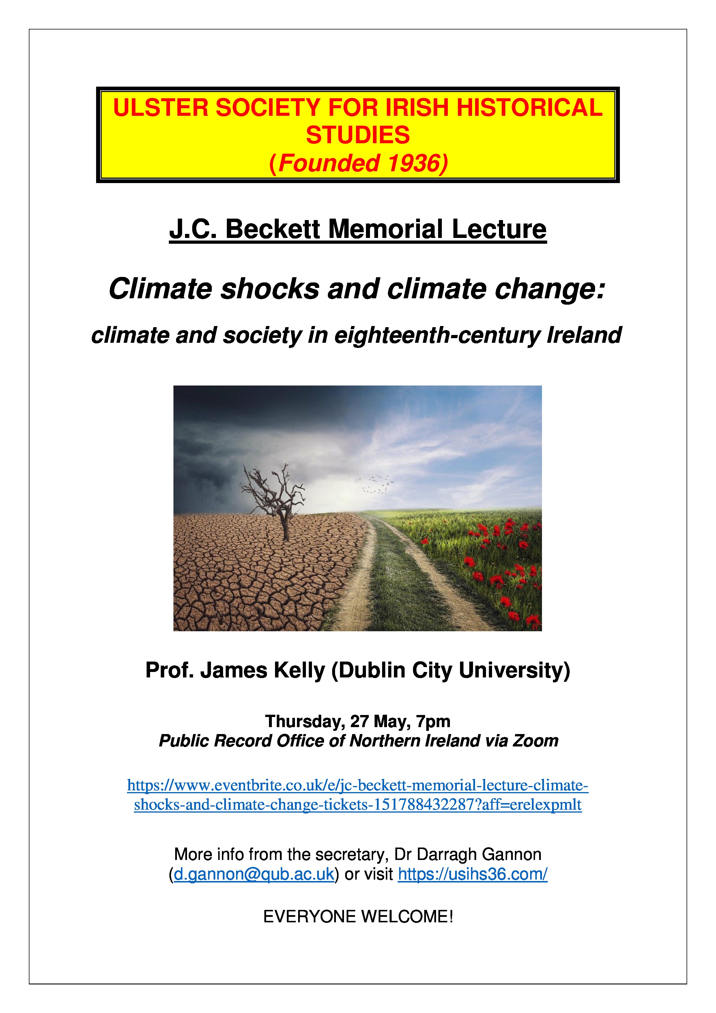 JC Beckett Memorial Lecture 2021 – Ulster Society for Irish Historical ...
